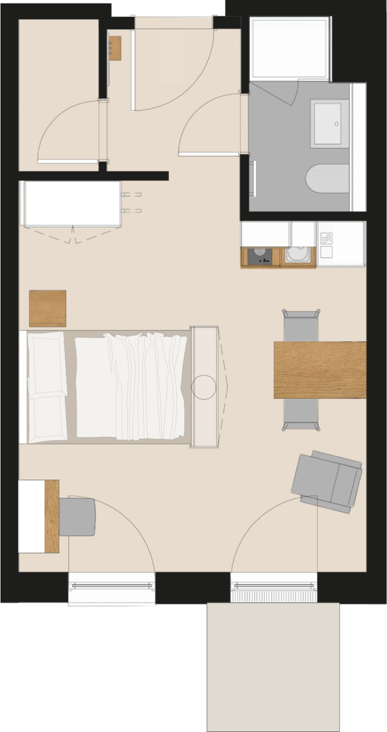 Geräumige möblierte 1-Zimmer-Wohnung in Dortmund Kreuzviertel